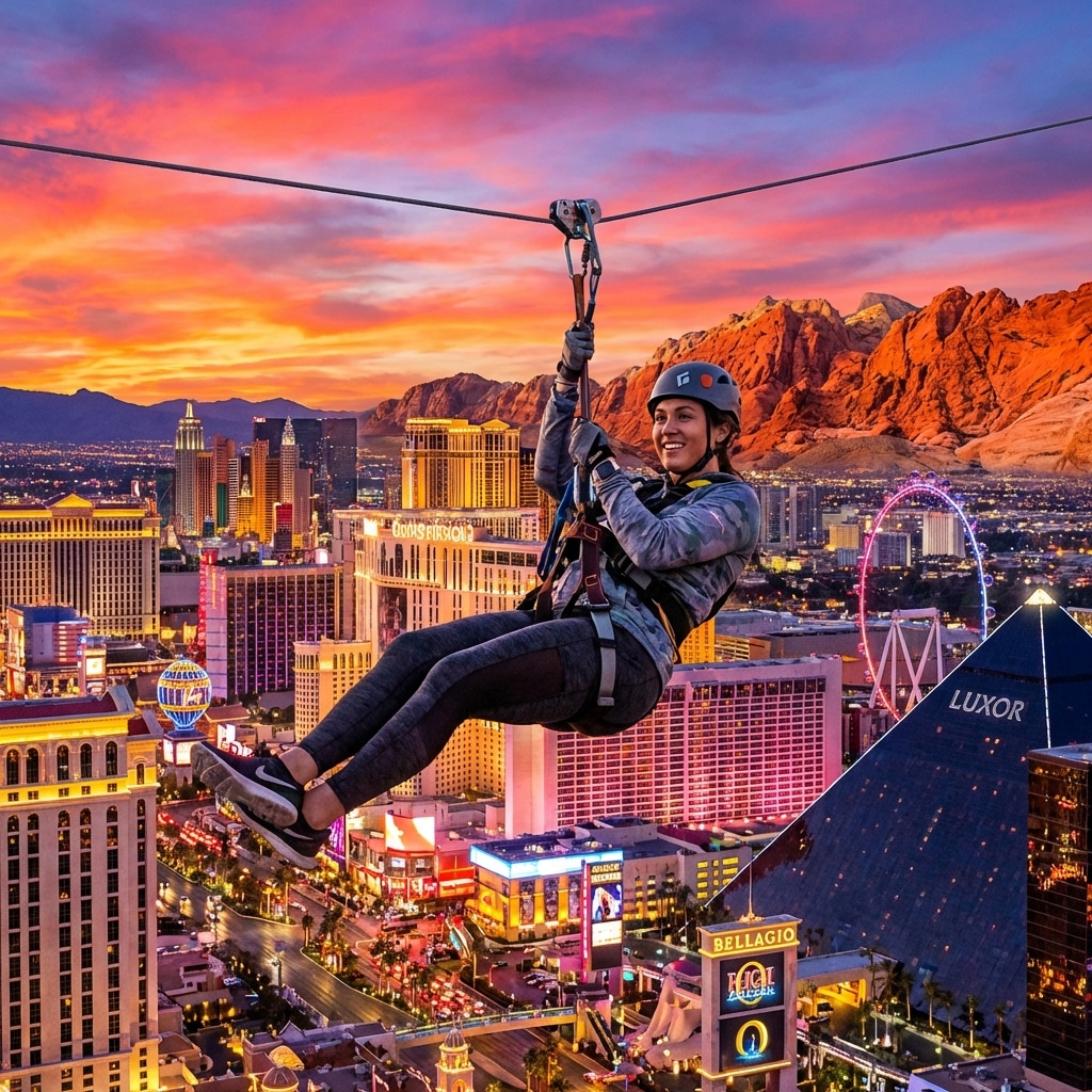 A Thrilling Look at Zip-Lining the Vegas Strip - GripOutdoor.com